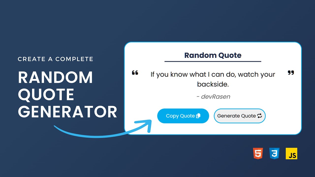 Random Quote Generator Using HTML, CSS & JS | devRasen | Complete Responsive Random Quote Generator