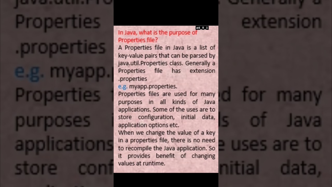 In java, what is the purpose of properties file? #propertiesfile #properties #purpose #java #file