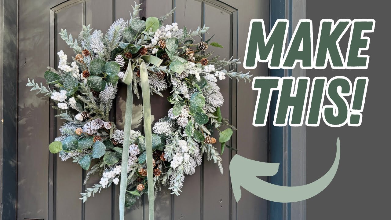 How to Make a Snowy Winter Wreath ❄️ | step by step wreath tutorial with faux florals