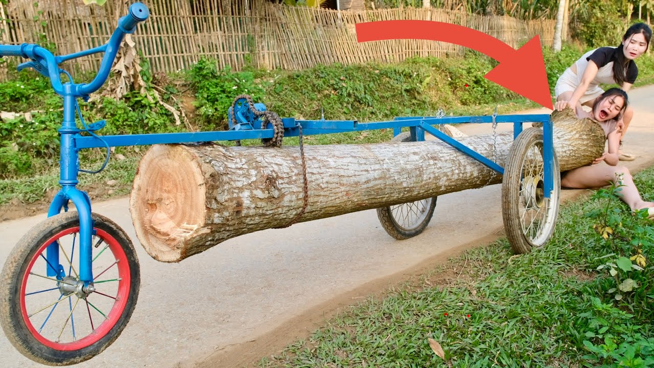 A One-of-a-Kind Log Transport Cart Designed and Built by the Girls! #diy 