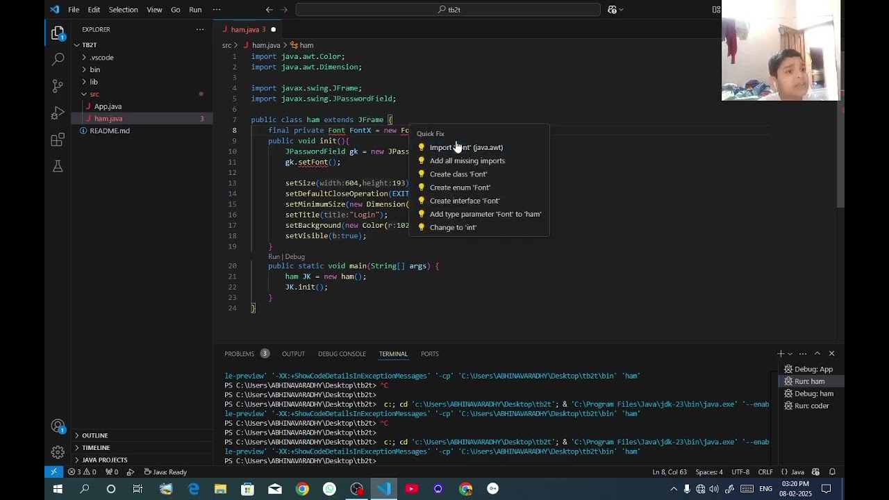 how to make a password field through Java and Visual Studio code