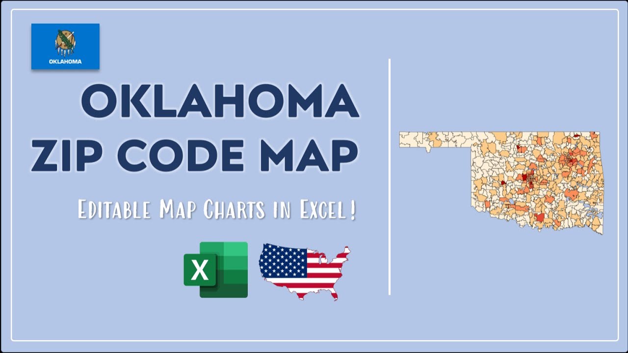 Oklahoma Zip Code Map in Excel - Zip Codes List and Population Map