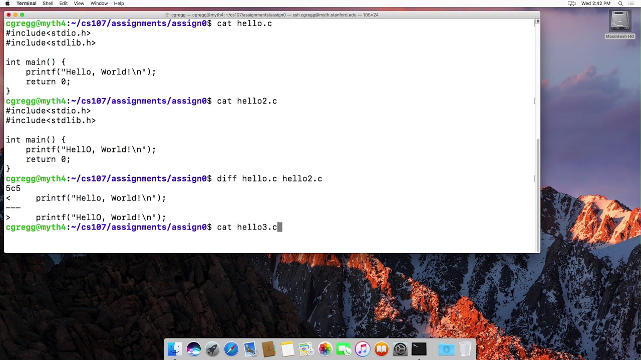 The diff command in linux
