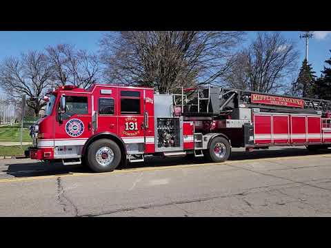 Ladder 131, Medic 133, Rescue 134, Battalion 131, Engine 133, and XMSU Responding