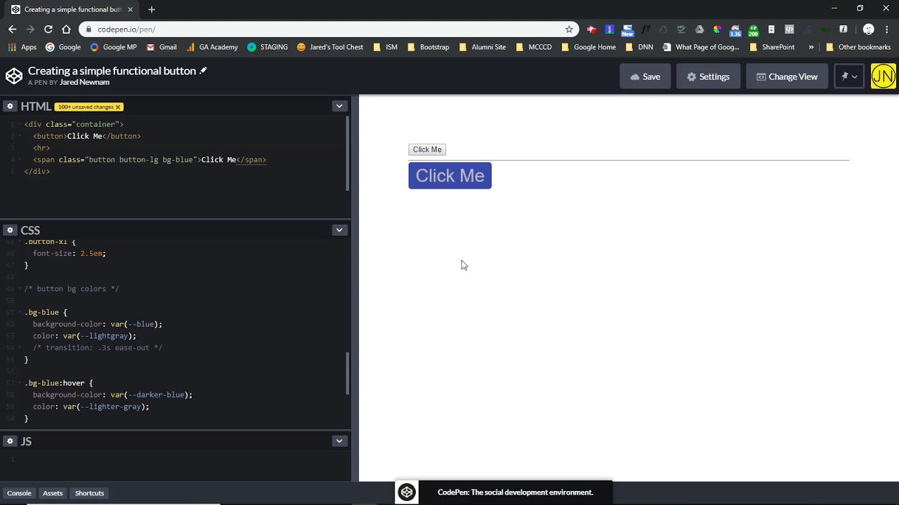 How to create a simple button with HTML, CSS (and a simple JS function to test)