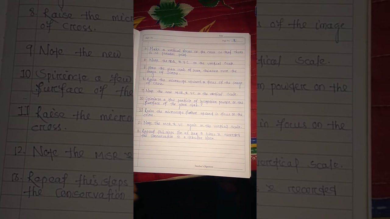 +2 Second year for physics practical copy refreactive index glass slab using travelling microscope