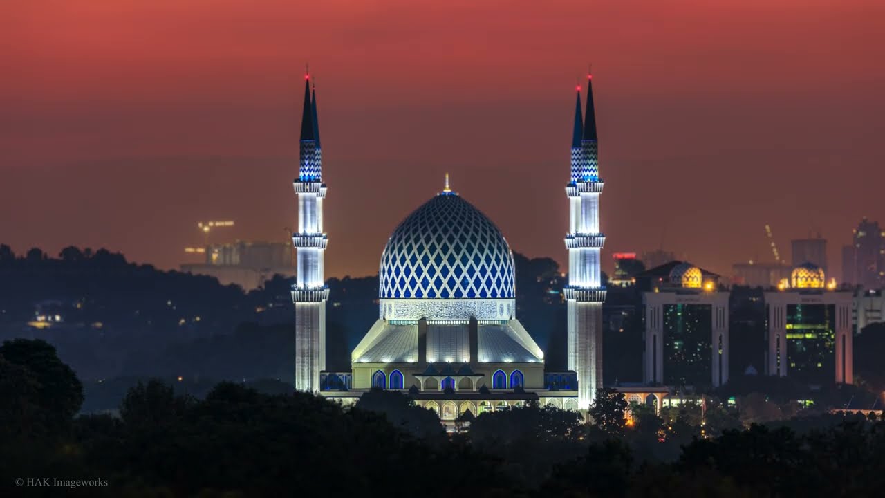 Sultan Salahuddin Abdul Aziz Mosque : Golden Sunset Time lapse