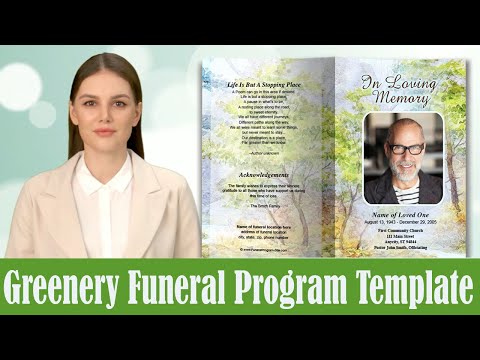 Funeral Program Template - "Greenery" Design