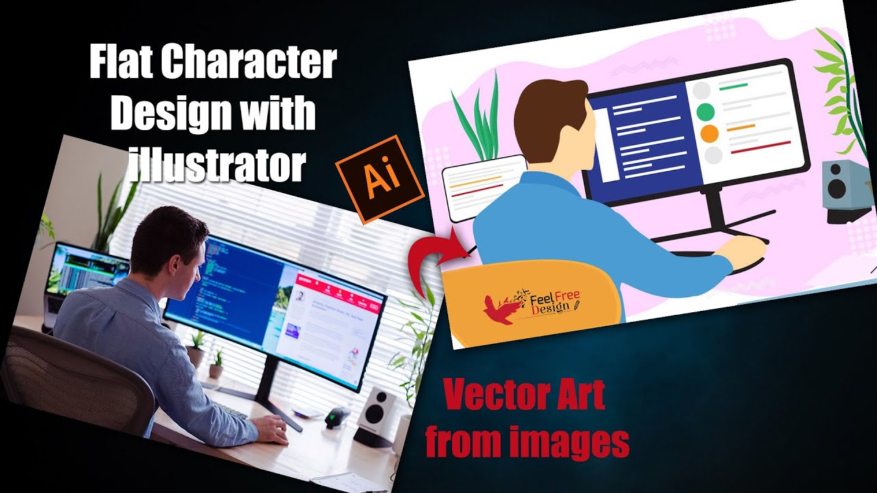 Flat vector character design illustration from scratch | Adobe Illustrator | Flat color art - 2