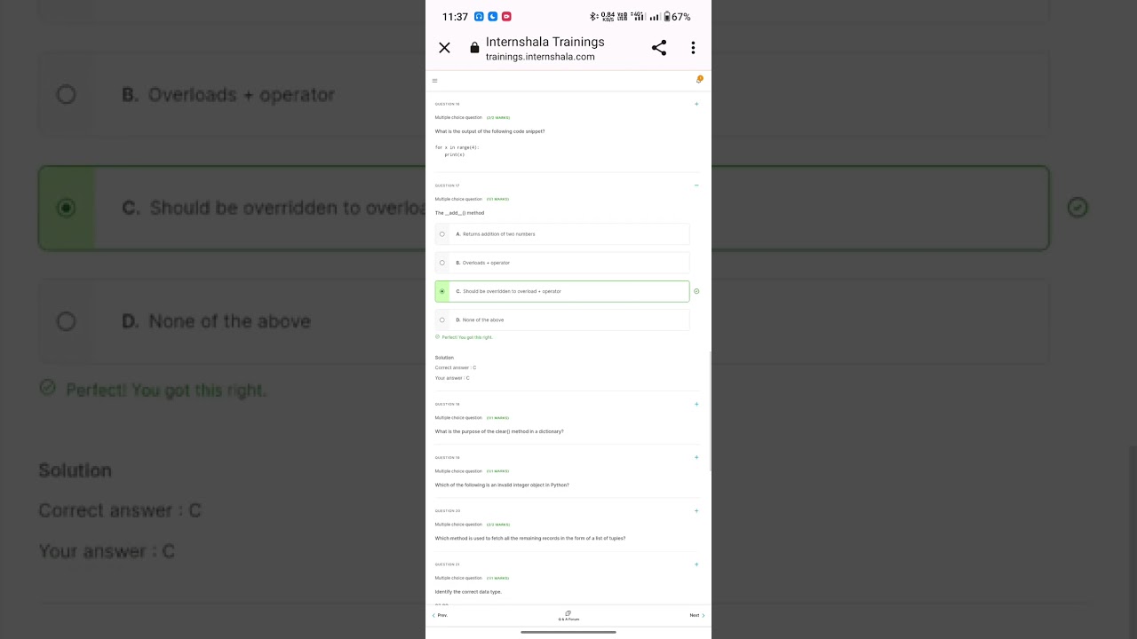 Internshala Programing with python final test Answers.Please read and match question carefully.