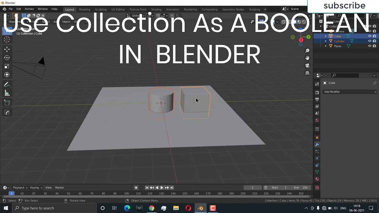 How to  use collection as a Boolean in blender