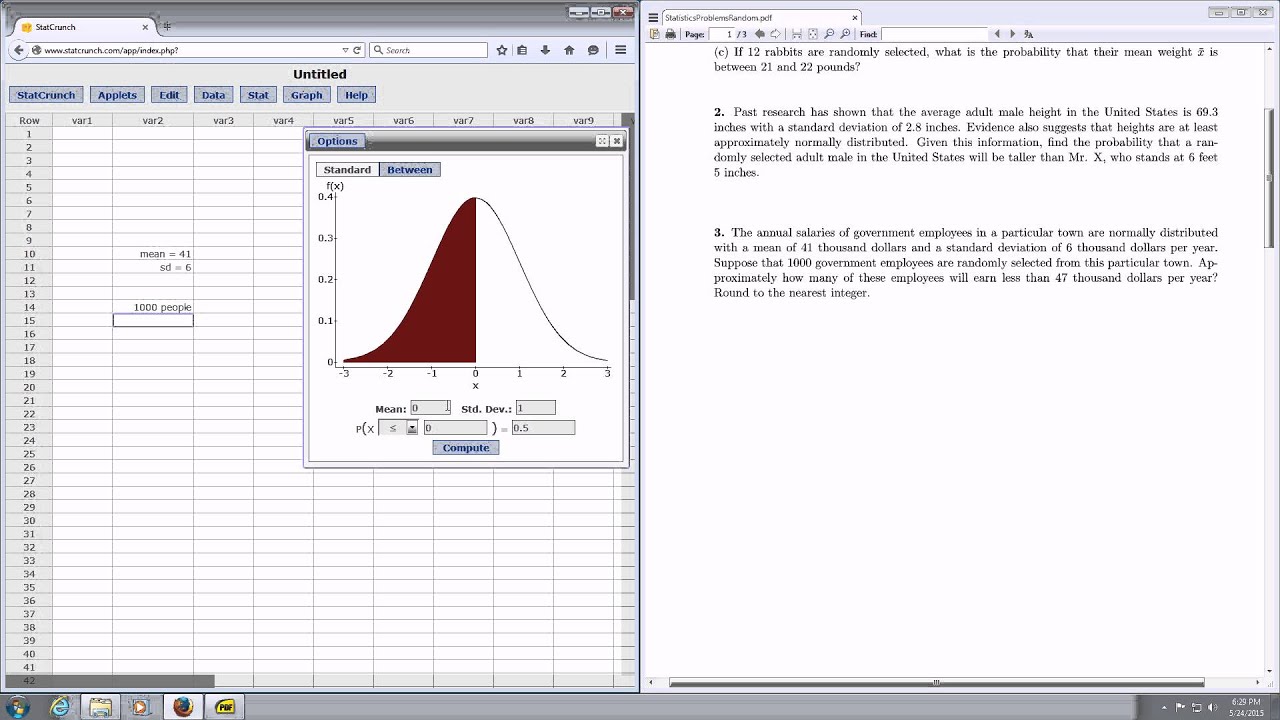 StatCrunch Normal Probability Harder Example