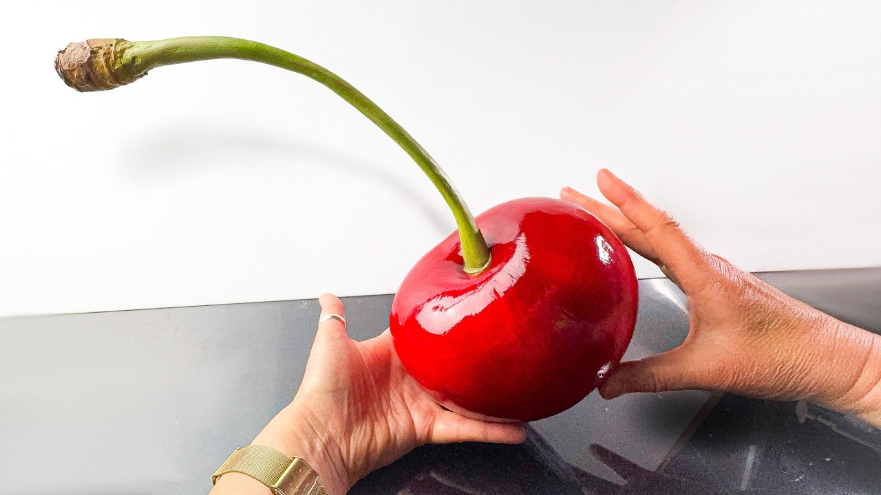 Making a HYPER-REALISTIC giant cherry sculpture at home using BASIC Tools! | AB Creative Tutorial