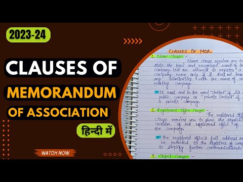 Clauses of memorandum of association in hindi | What is MOA? | Business Organisation