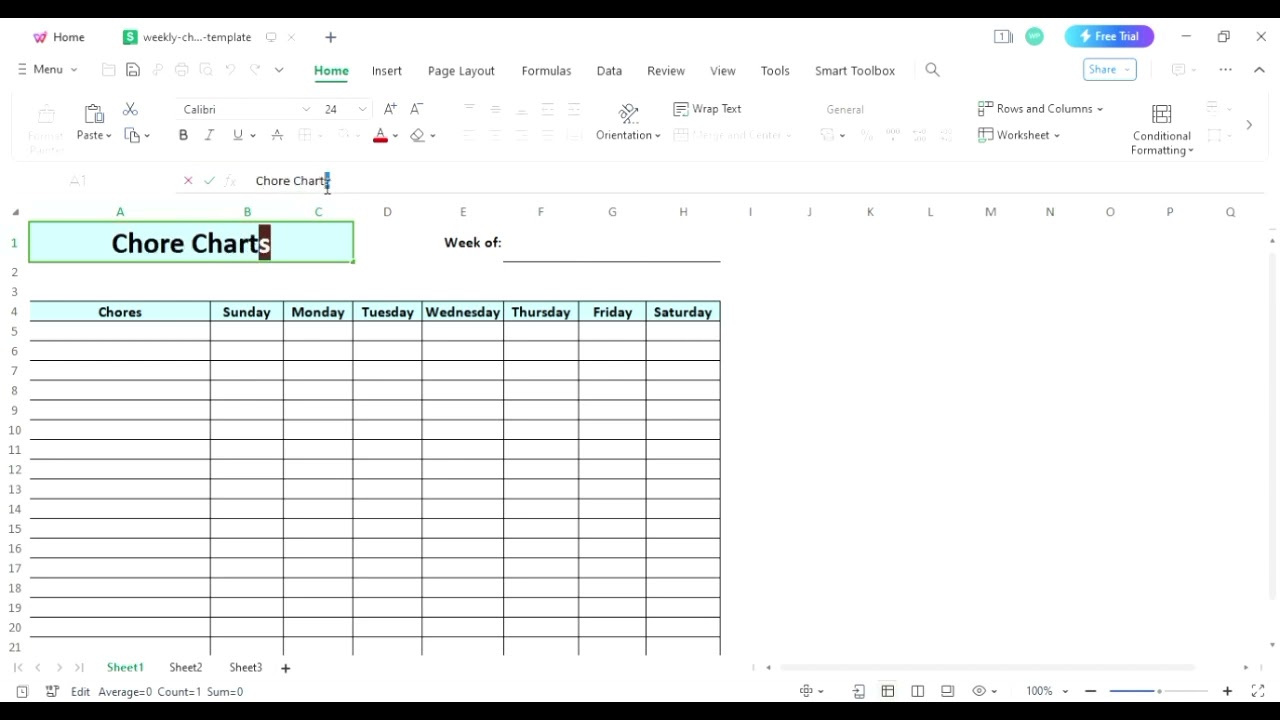 Effortless Weekly Task Management with Our Free Printable Chore Chart Template!
