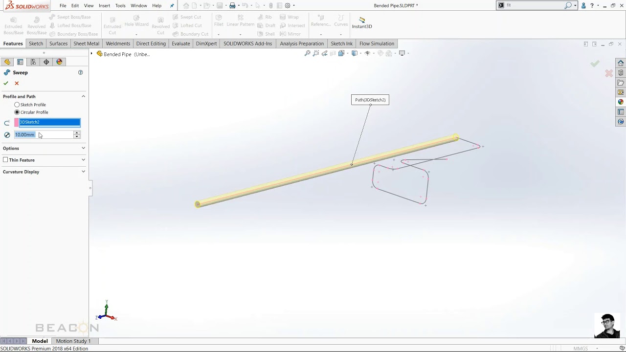 Unbend a Tube in SOLIDWORKS