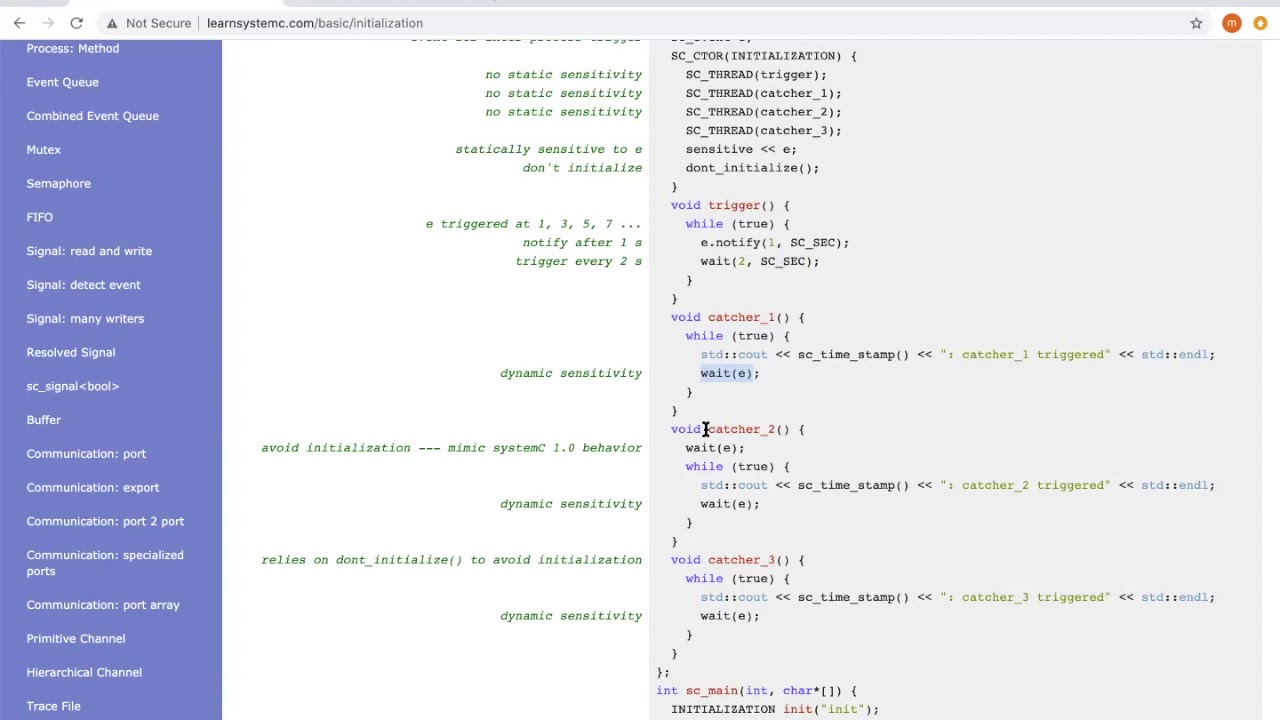 Learn SystemC: initialization