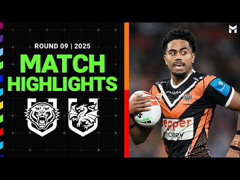NRL Match Highlights 2025 | Wests Tigers v Dragons | Round 9