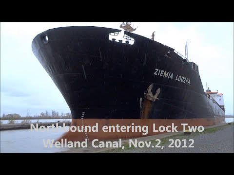 Polsteam ship ZIEMIA LODZKA at Lock 2, Welland Canal (2012)