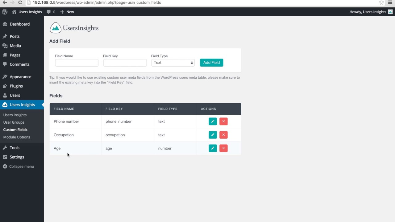 How to create custom user fields with WordPress and Users Insights