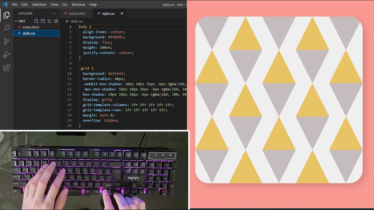 ASMR Programming - Coding Triangle Pattern - No Talking