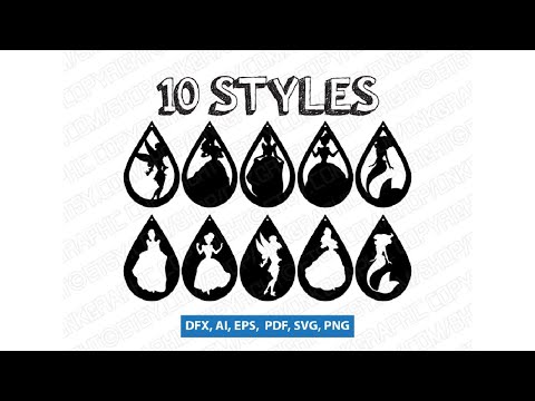 10 Styles Disney Princess Earring svg | Laser Cut Earring Template