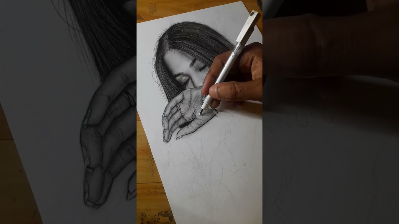Timeless Pencil Sketch of a Girl in Traditional Attire | Elegant Portrait Art #shorts #art #drawing