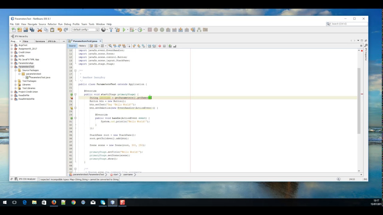 JavaFX Application -Set and Read parameters with Netbeans 8.1