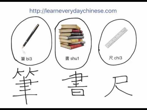 筆,書,尺 - pen, book and ruler in Chinese