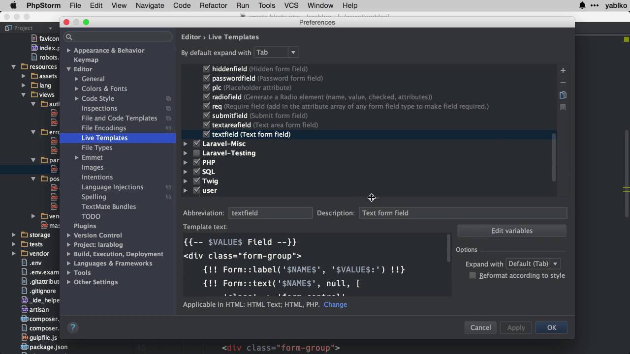 PHPStorm - Live Templates 2 (11/11)