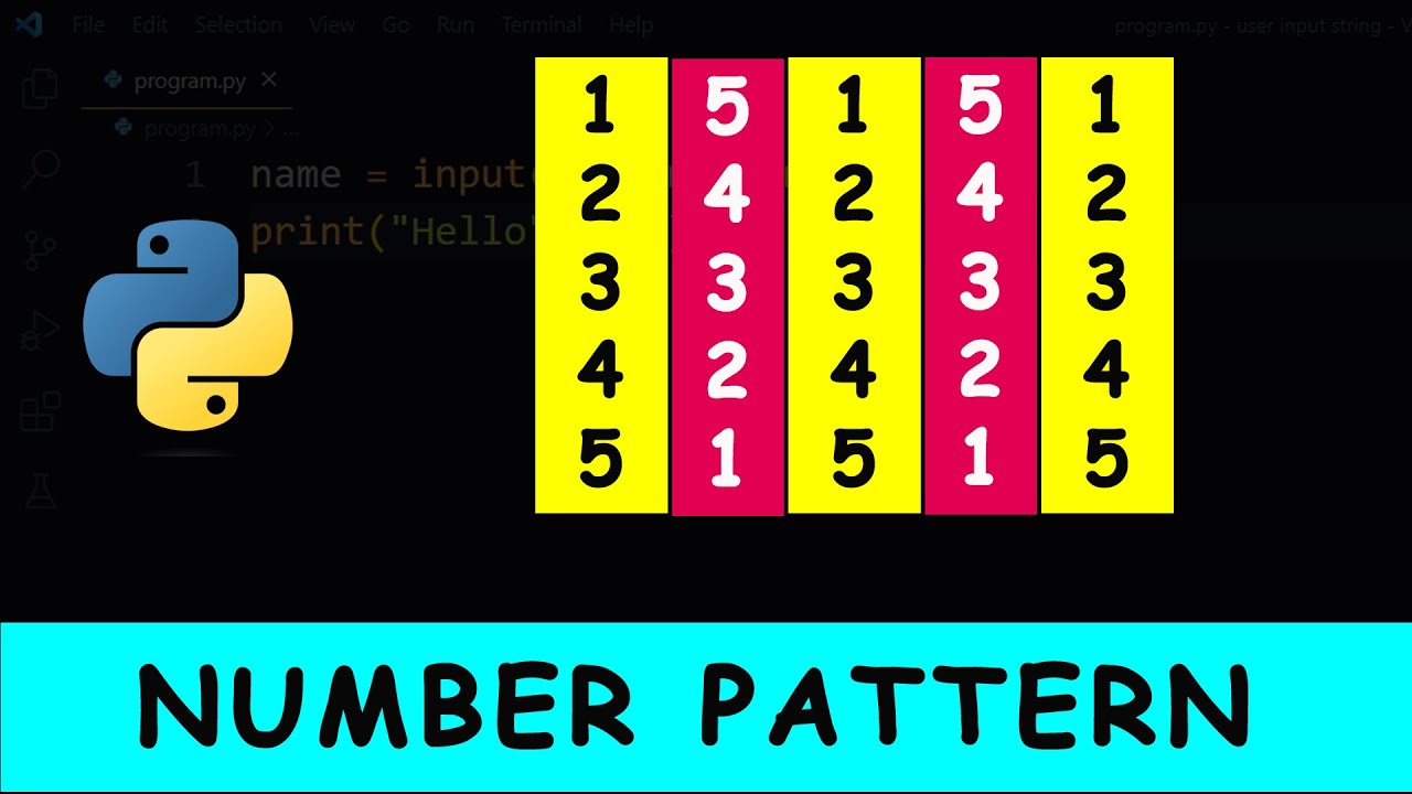 Python Program To Print Number Pattern in Square Shape | 12