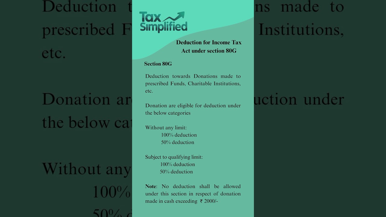 Income Tax Deduction Section 80G #incometax