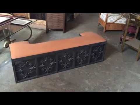 Wrought Iron Club Fender with Leather Bench Seat