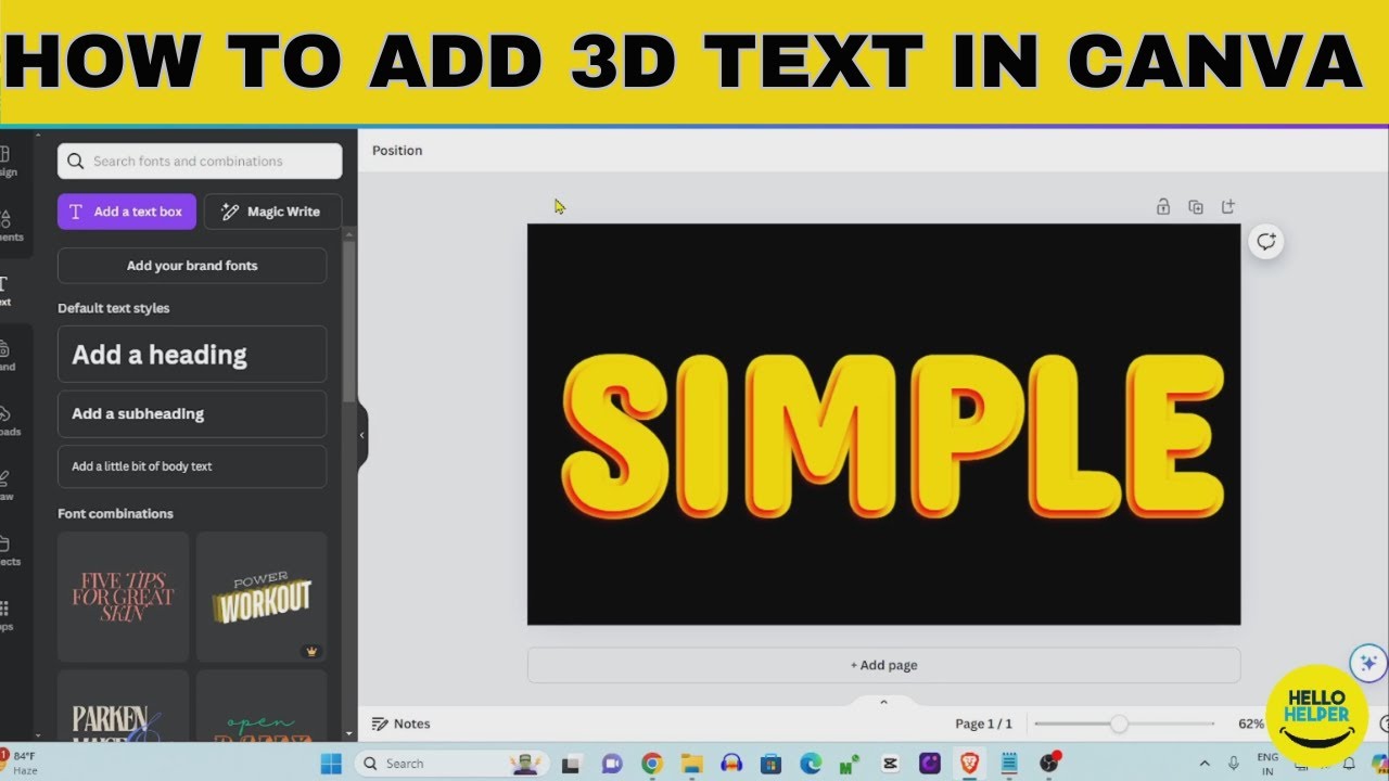 HOW TO ADD 3D TEXT IN CANVA | Easy 3D Text Effect Tutorial 2024 🔥