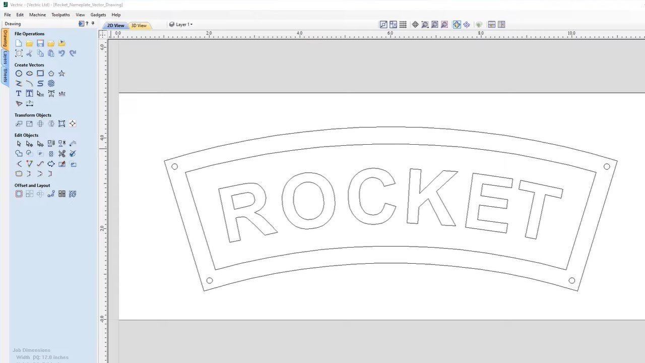 Rocket Nameplate | Vectric V11 Tutorials