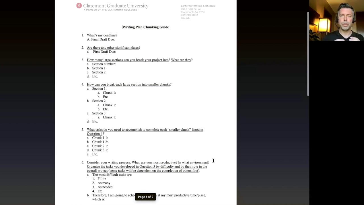 Creating Writing Plans with the Chunking Method