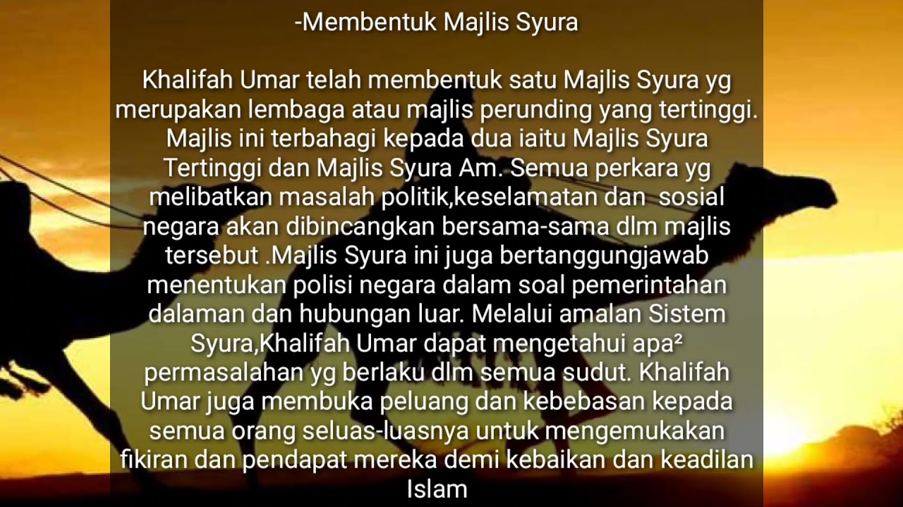 Sejarah Islam Tingkatan 6 Semester 11: Sumbangan Khalifah Umar al- Khattab