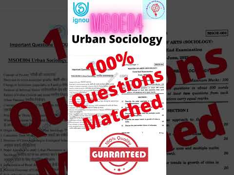100% Matched Urban Sociology MSOE04 Exam Paper MSO