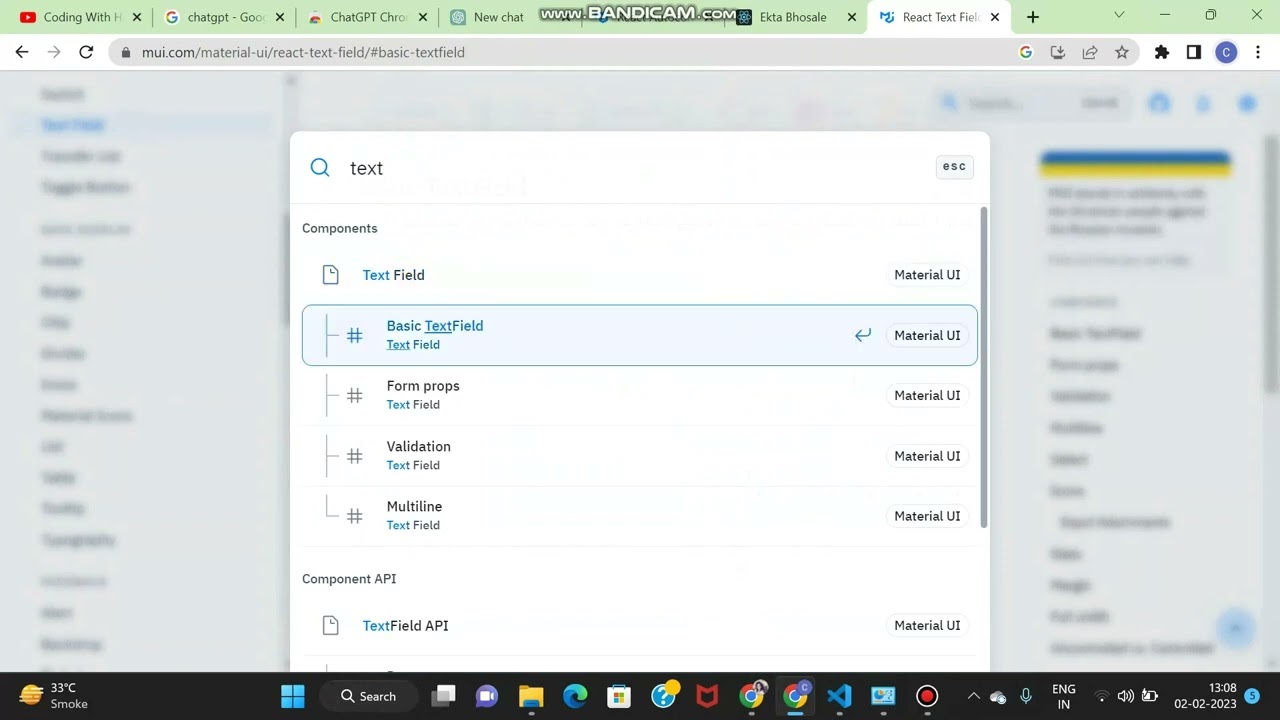 TextField(TextBox) - Create Form in ReactJs using material ui