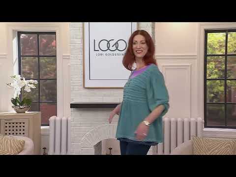 LOGO by Lori Goldstein 100% Cotton Top with Pintucks on QVC