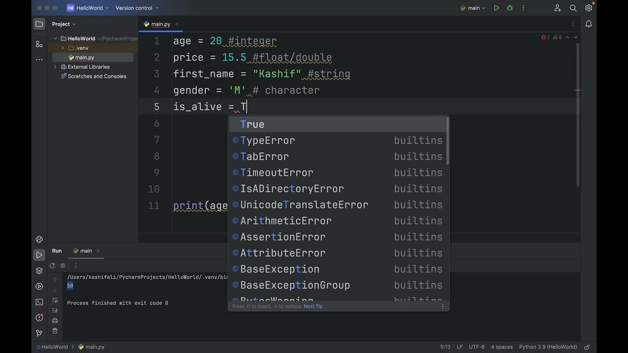 Variables, Arithmetic Operators, User Input & Type Casting with Coding Examples - Python Tutorial 2