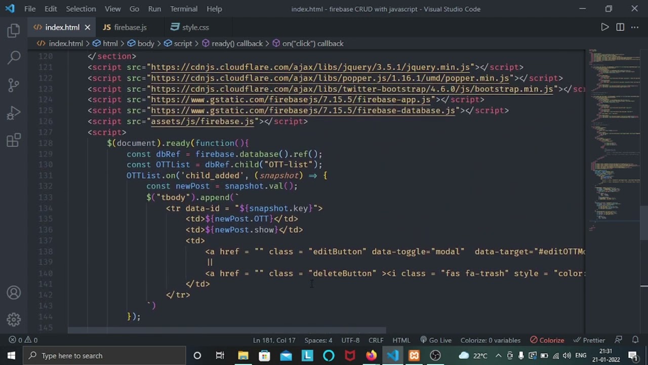 Firebase CRUD with Javascript 2022 (Update data in firebase).