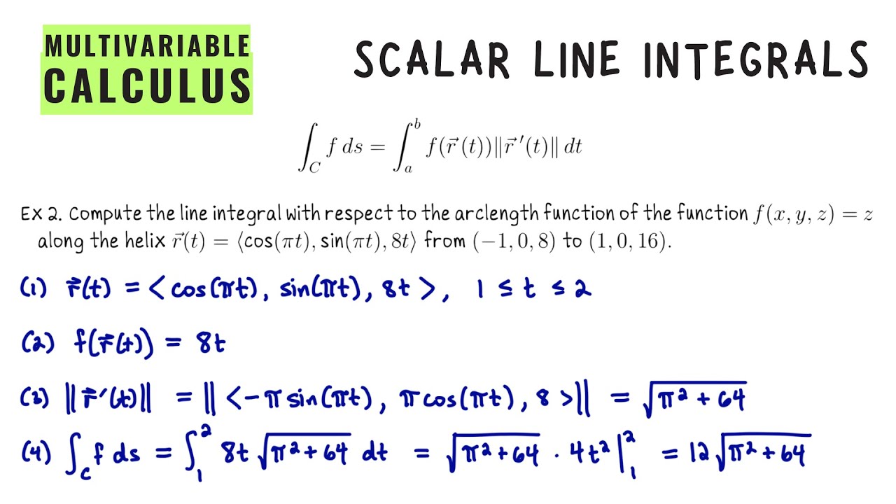 Scalar line integrals practice and properties, Multivariable Calculus