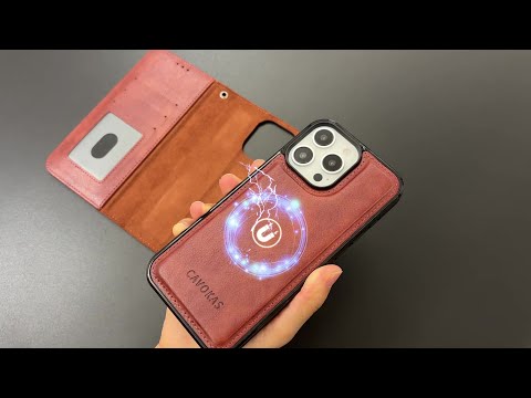 CAVOKAS iPhone 16/16 Pro Max/16 Pro/16 Plus Leather Wallet Case, Detachable Cover Wireless Charging