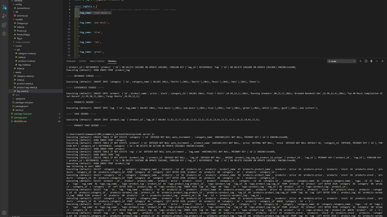 ORM E-Commerce backend