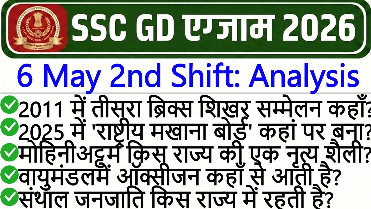 SSC GD Exam Analysis 2026 | SSC GD Exam 6 May 2nd Shift Analysis 2026 |SSC GD Exam Analysis Today
