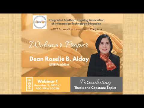 iSITE Webinar 1 - Formulating Thesis and Capstone Topics
