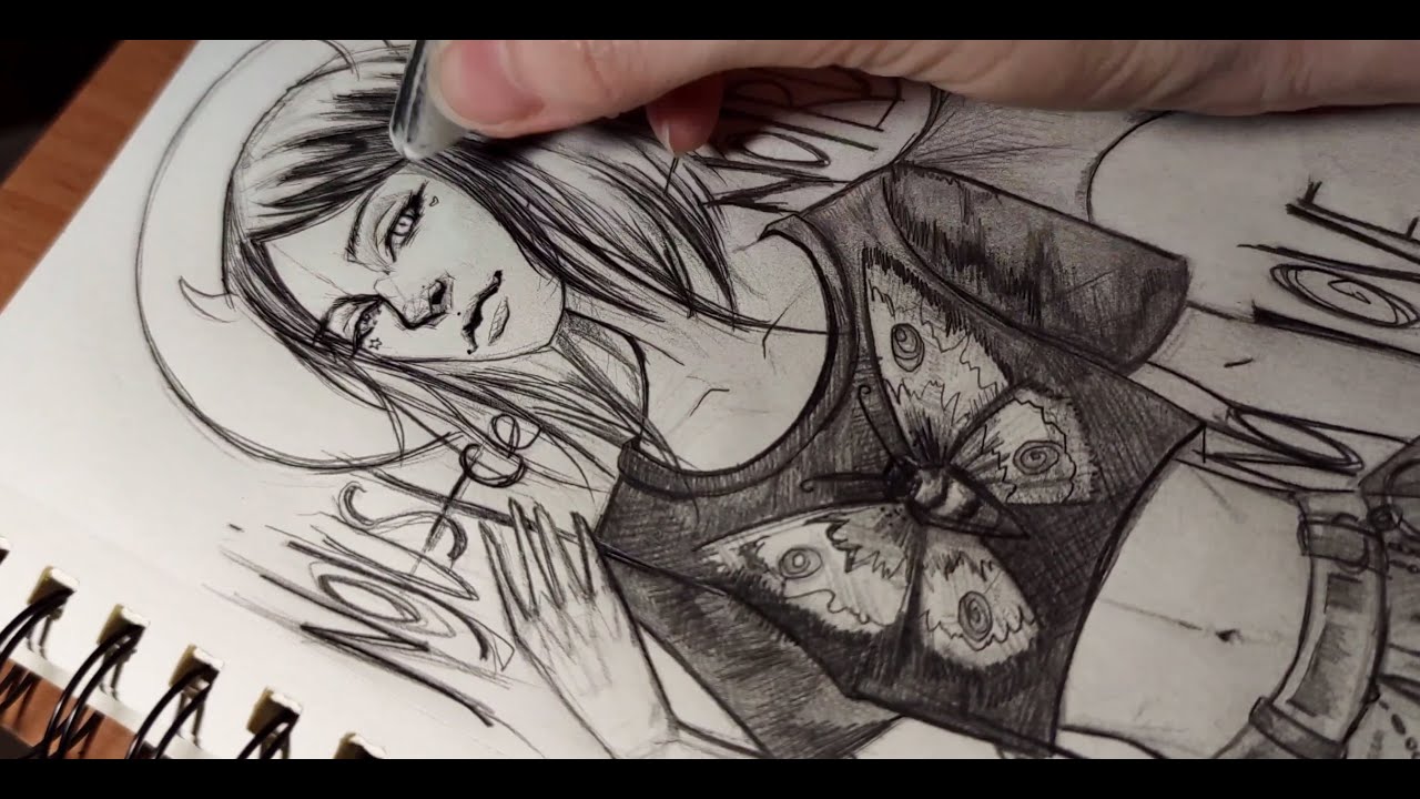 Alt Girl Y2K Aesthetic Pencil Sketch Drawing Speedpaint Sketching Canson Sketchbook Anime Figure Art