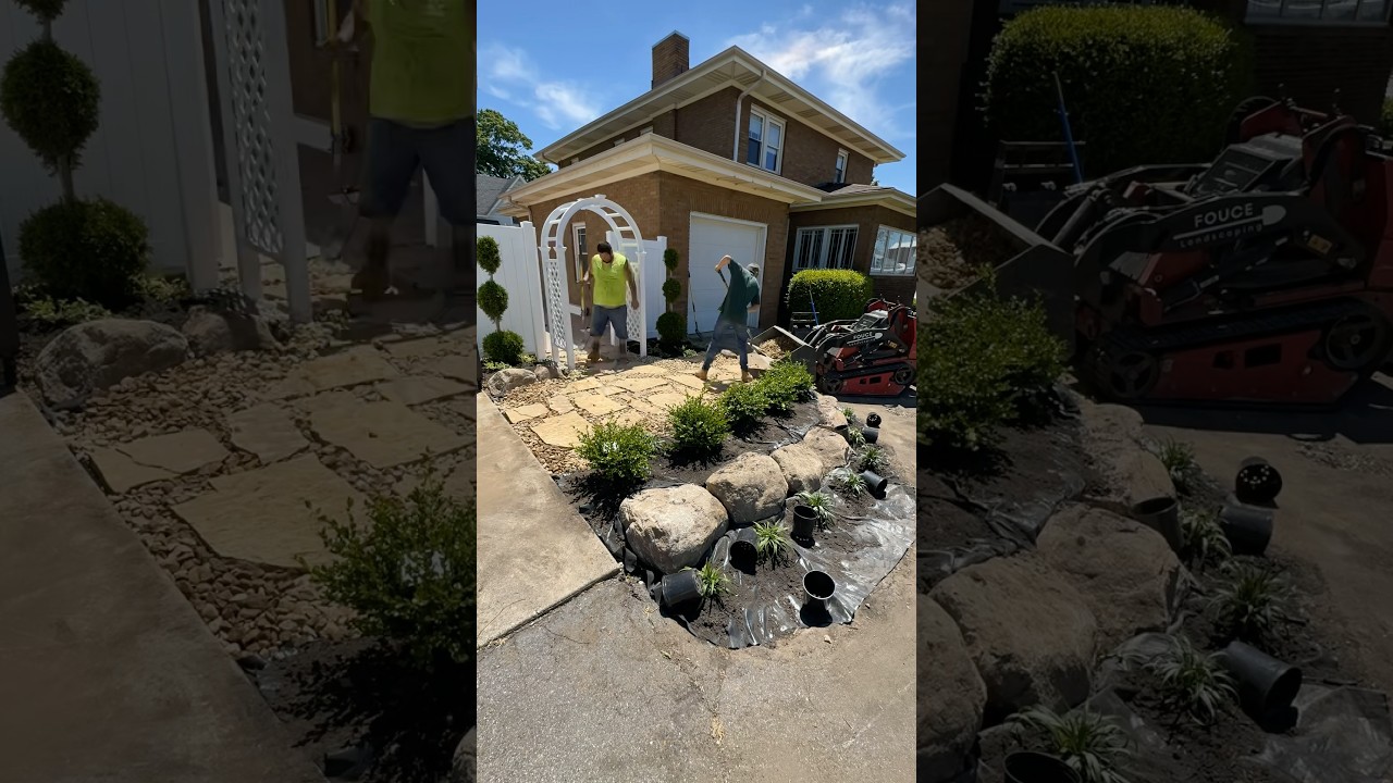 Instant Curb Appeal Transformation 😍🌿From plain to premium in a sec #diy #landscaping #beautiful