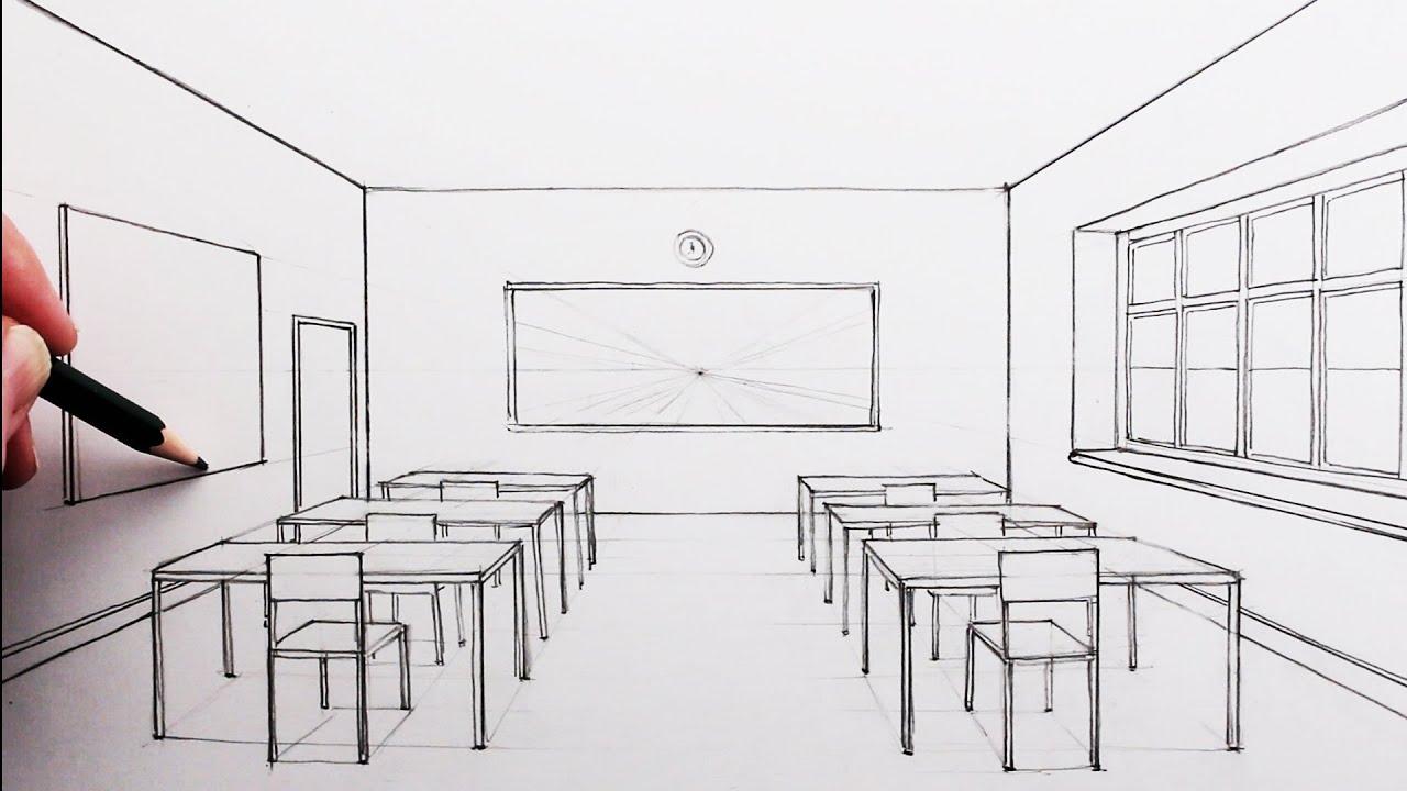 How to Draw a Classroom in One-Point Perspective for Beginners: Step-by-Step